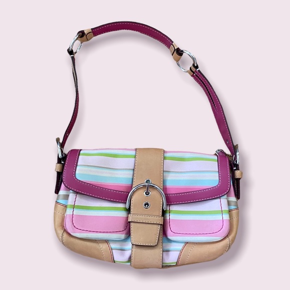 Coach | Bags | Authentic Y2k Hampton Multicolored Striped Coach Bag ...